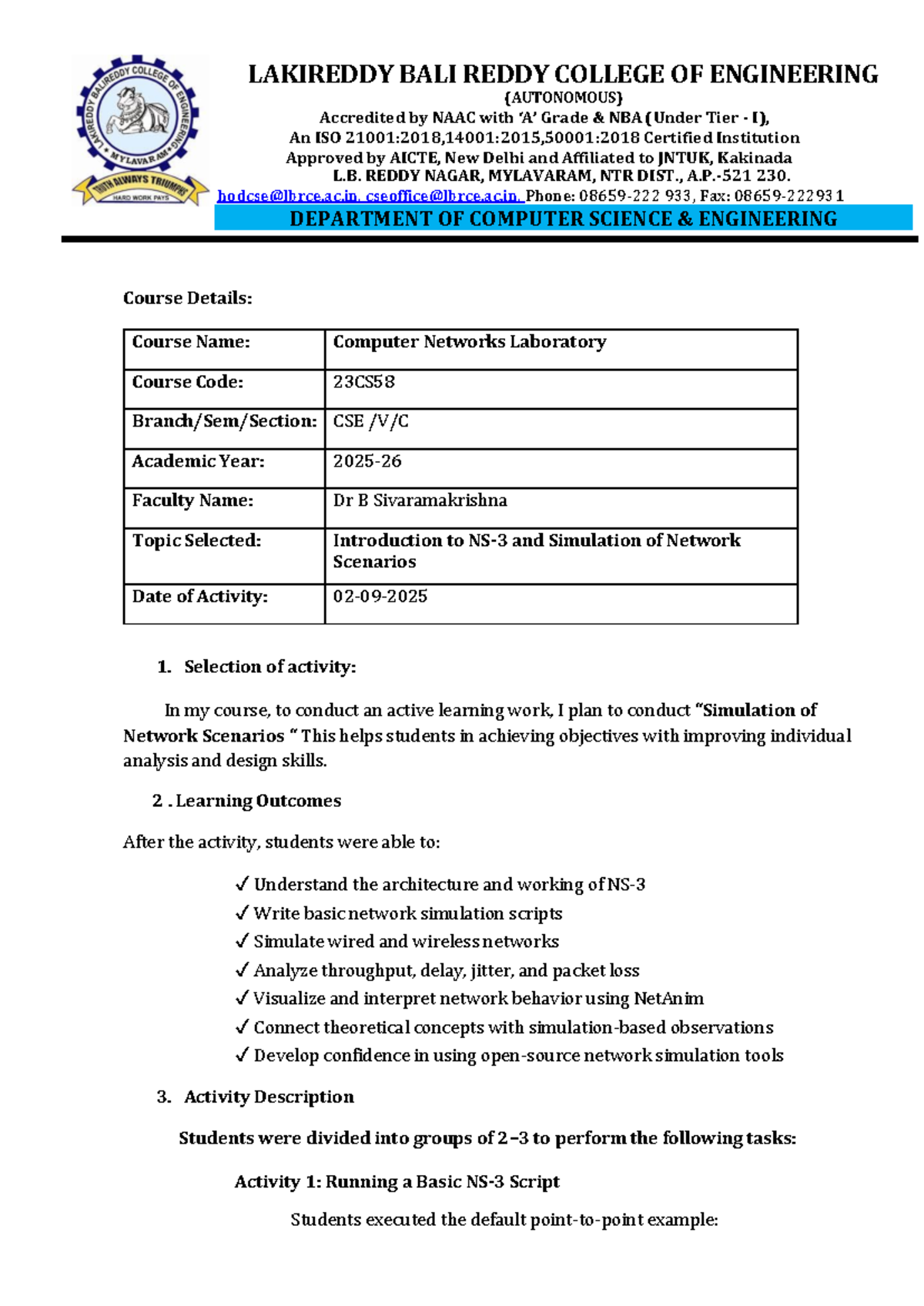 Computer Networks Lab (23CS58): Network Scenarios & Wireshark Analysis ...