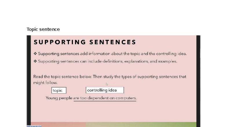 Topic Sentences and Supporting Sentences: A Guide - Studocu