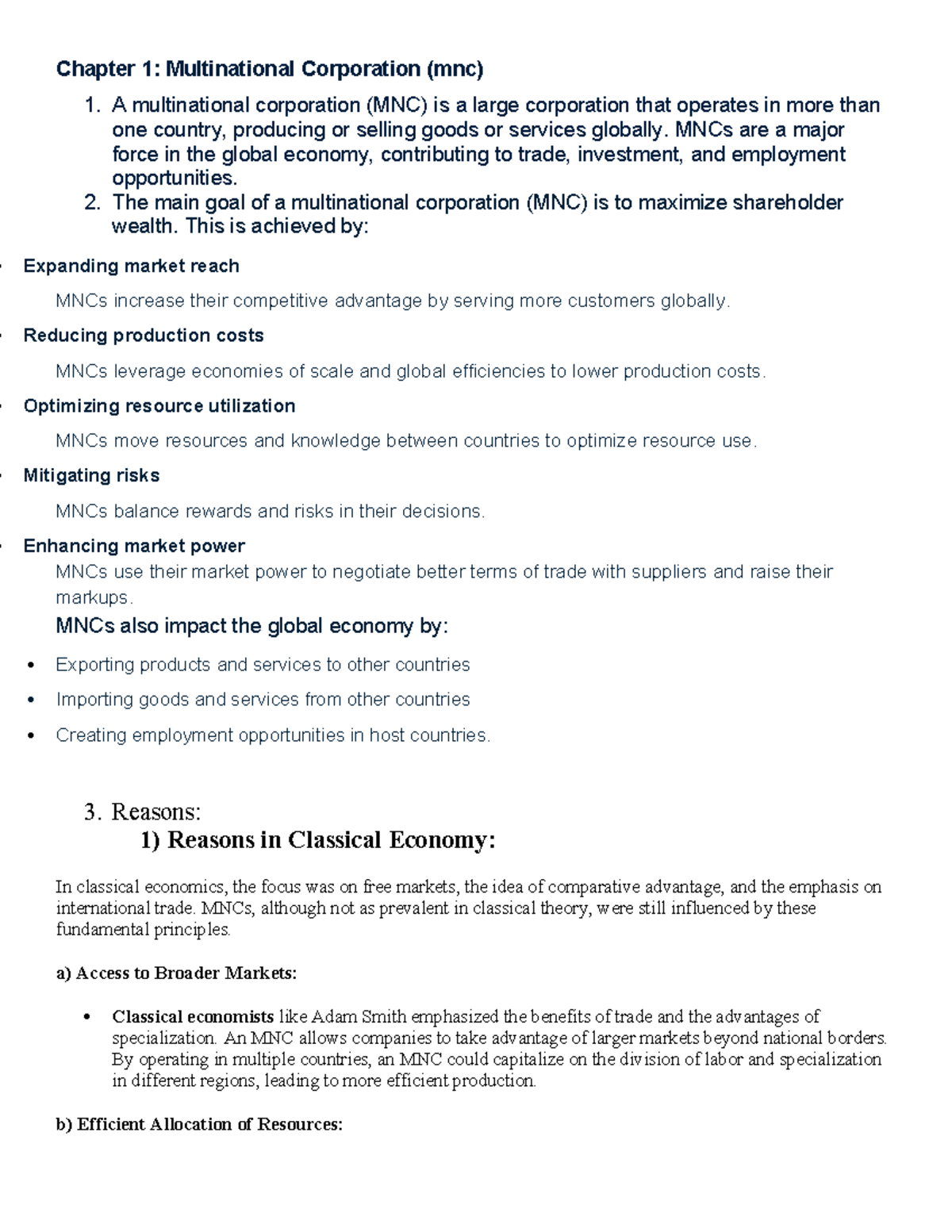 HUMAN RESOURSES MANAGEMENT - Chapter 1: Multinational Corporation (mnc ...