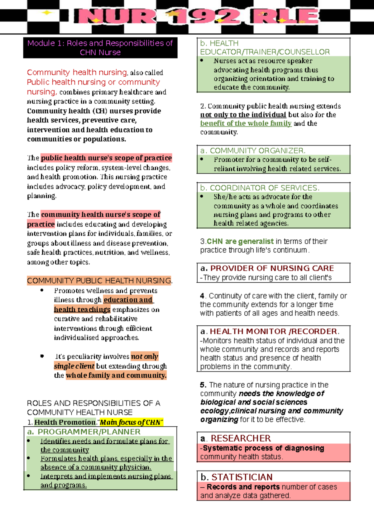 Module 1: Roles & Responsibilities of CHN Nurse in Community Health ...