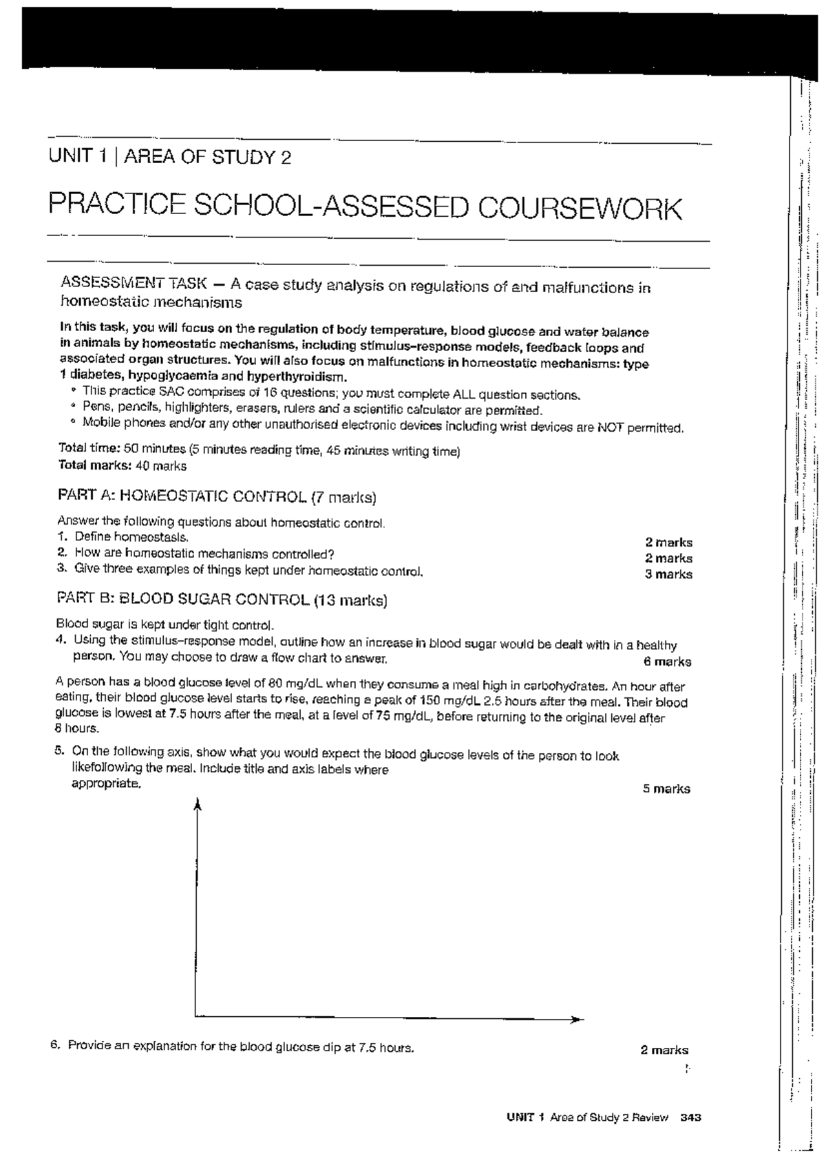 UNIT 1 AOS 2 Practice SAC: Homeostatic Mechanisms Case Study Analysis ...