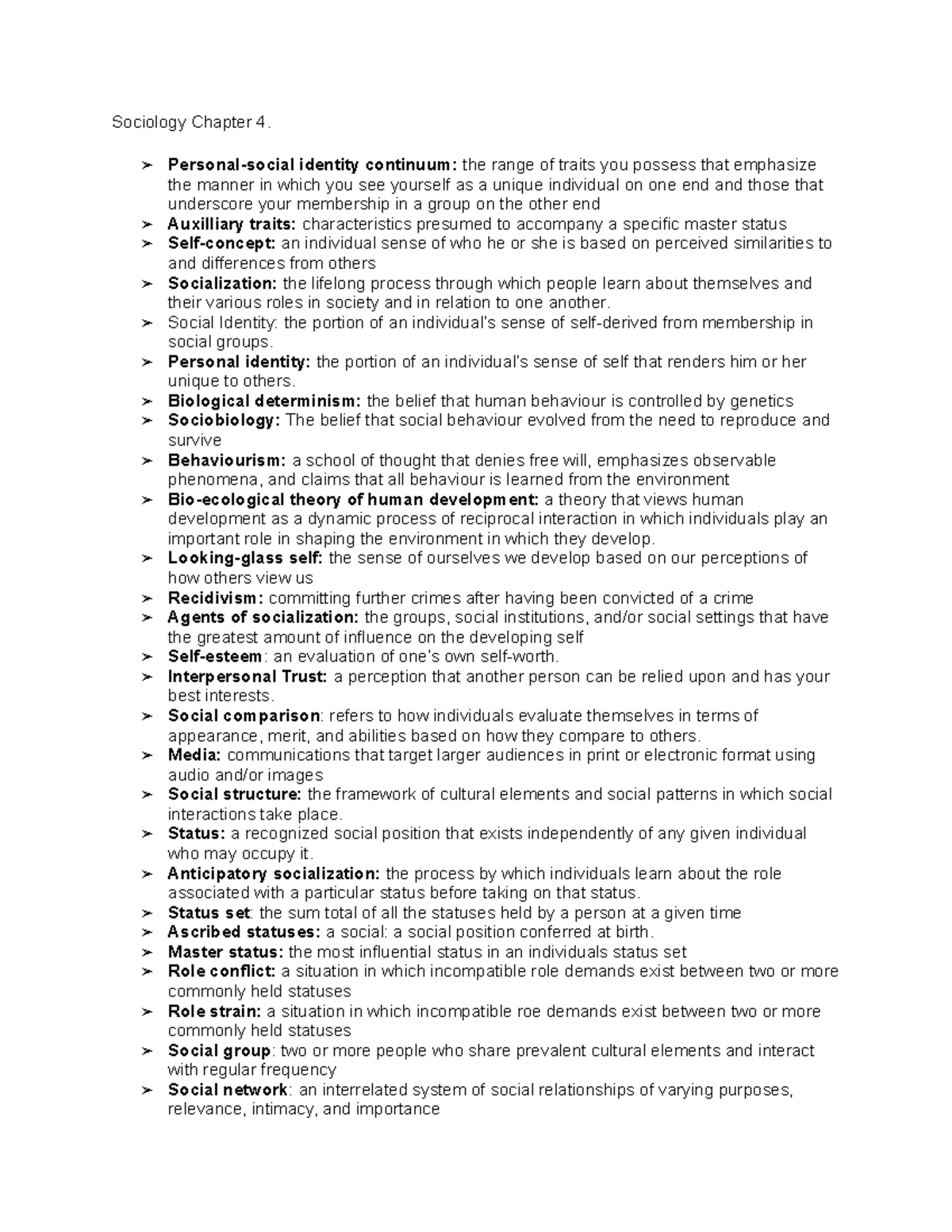 Sociology Chapter 4 - Key Concepts and Lecture Notes - Studocu