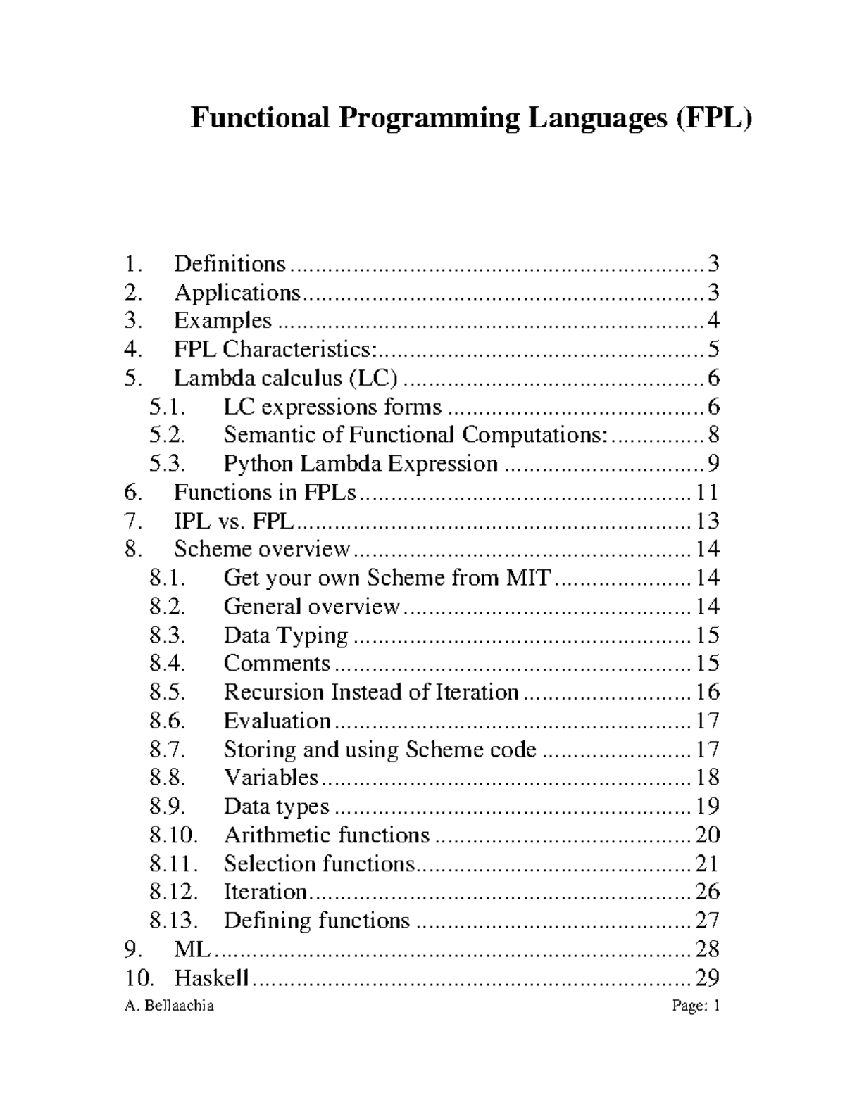 FPL - Lecture Notes on Functional Programming Concepts and Applications ...
