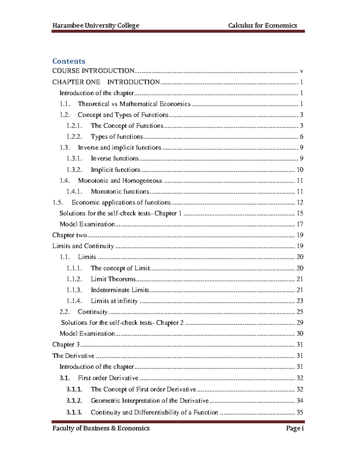 Calculus for Economics (ECO 101) - Key Concepts and Applications - Studocu