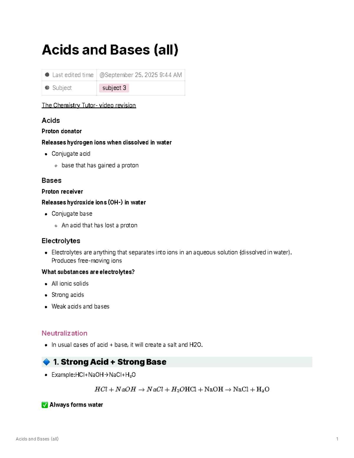 Acids and Bases Overview: Key Concepts and Theories - Studocu