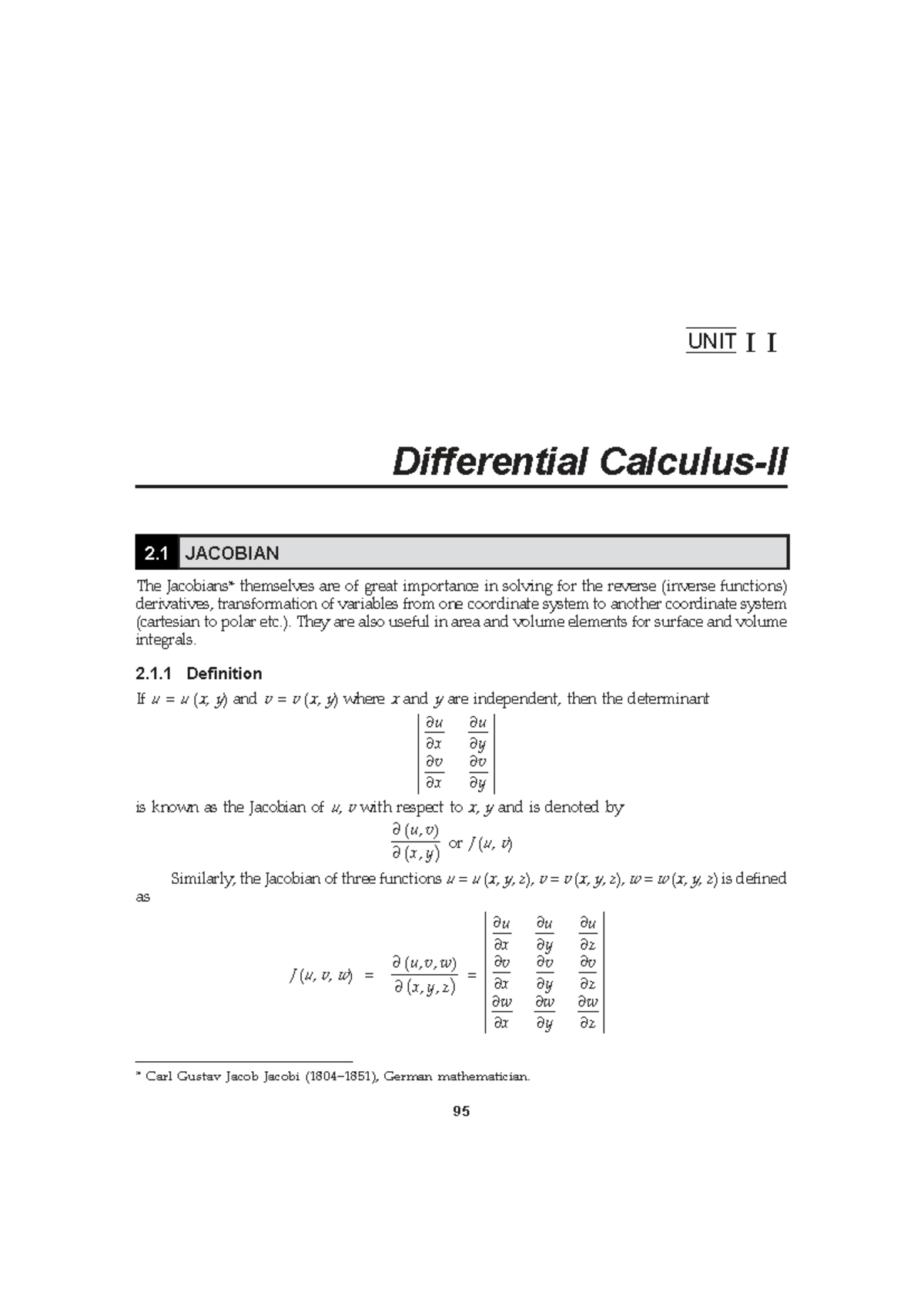 Jacobian and Its Applications in Differential Calculus (MATH 201) - Studocu