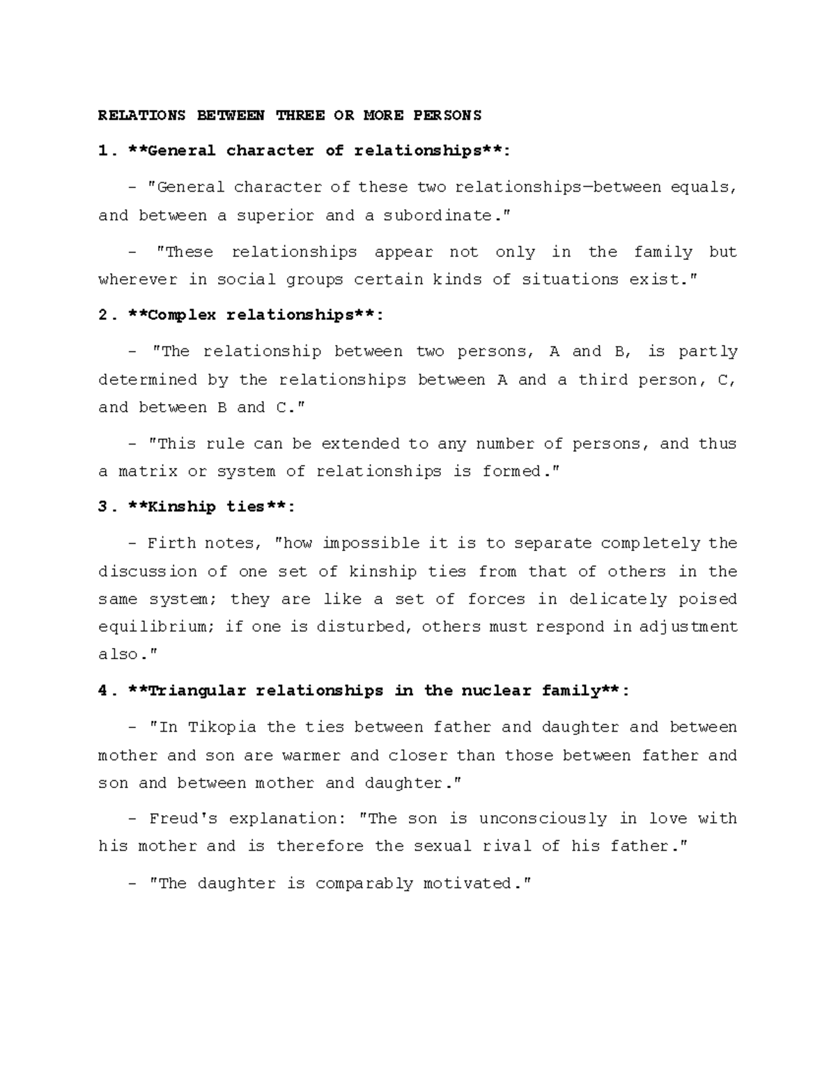 Homans Chap 11 Notes - Social Exchange Theory - RELATIONS BETWEEN THREE ...