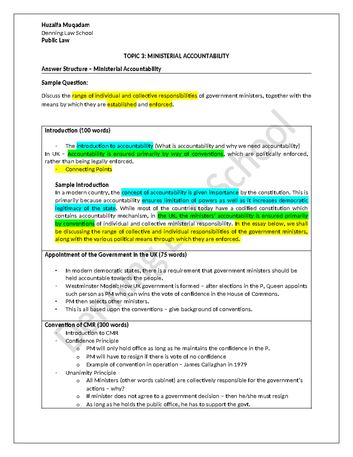 Ministerial Accountability - Sample Examination Questions - Huzaifa ...