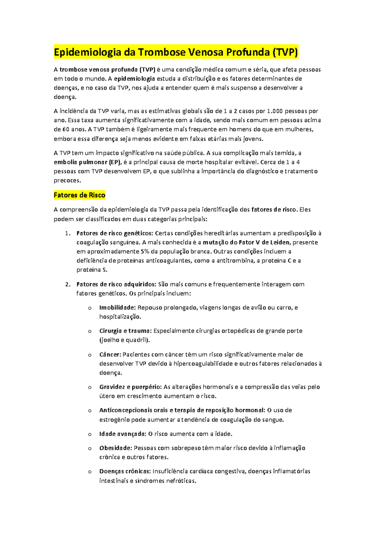 Epidemiologia da Trombose Venosa Profunda (TVP): Fatores e Impactos ...