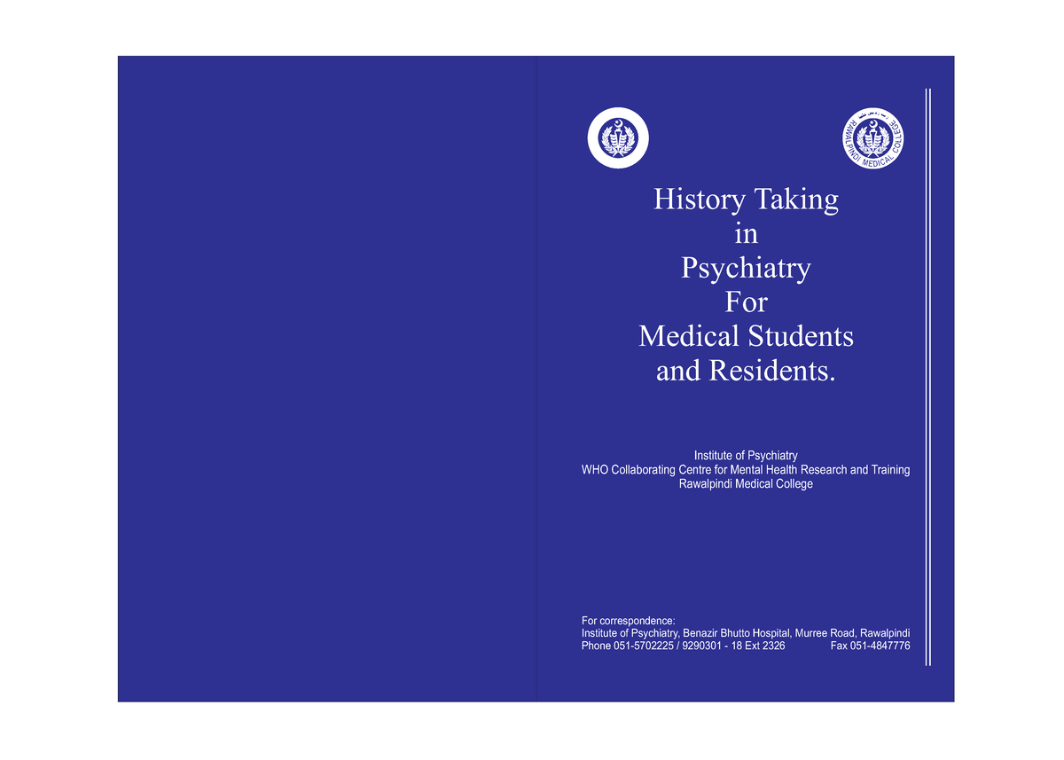 History Taking in Psychiatry: A Guide for Med Students & Residents ...