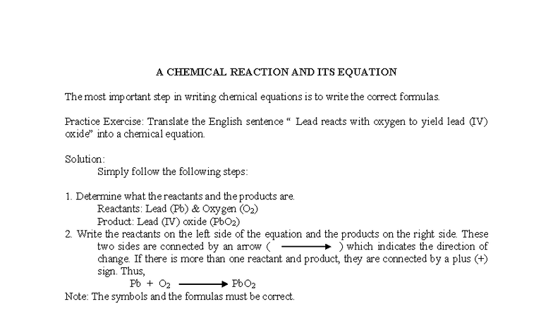 Chemical Reactions & Equations: A Study Guide (CHEM 2025) - Studocu