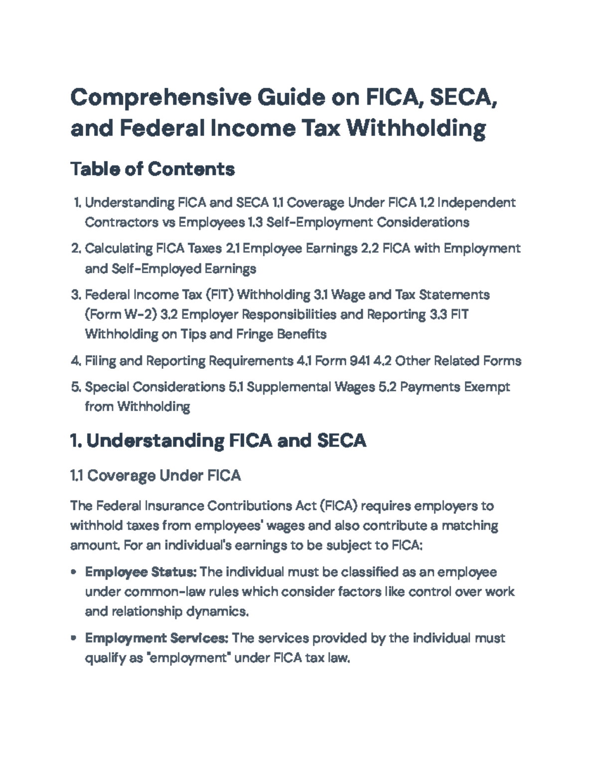 FICA, SECA, and Federal Income Tax Withholding Comprehensive Guide ...