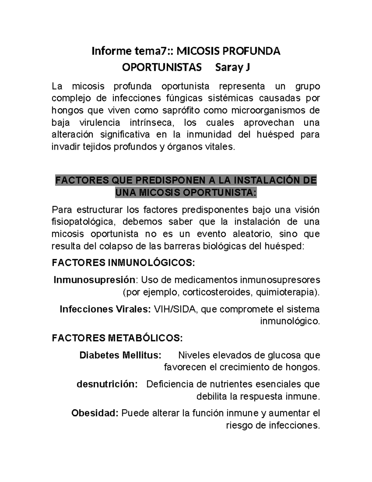 TEMA 7: Micosis Profunda Oportunista en Microbiología - Studocu