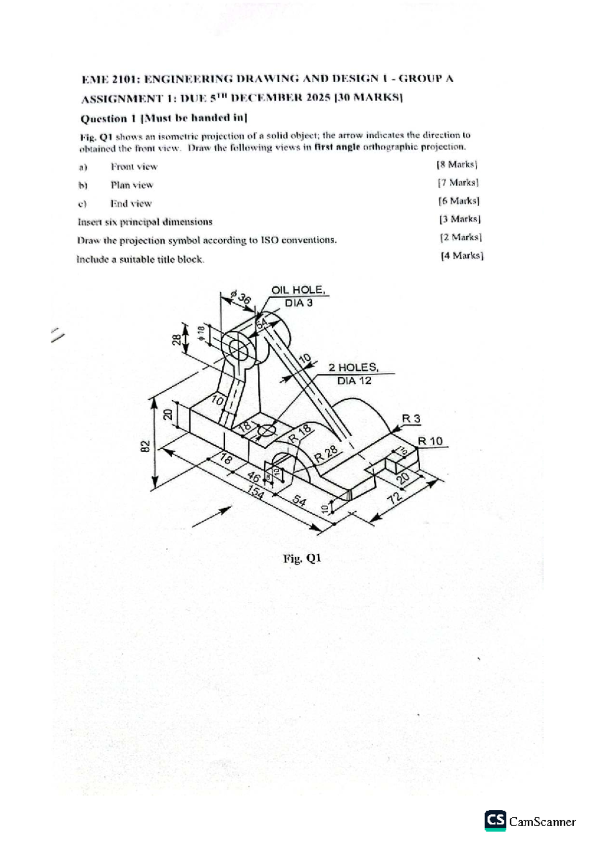 EME 2101: Engineering Drawing & Design 1 - Group A Assignment 1 - Studocu