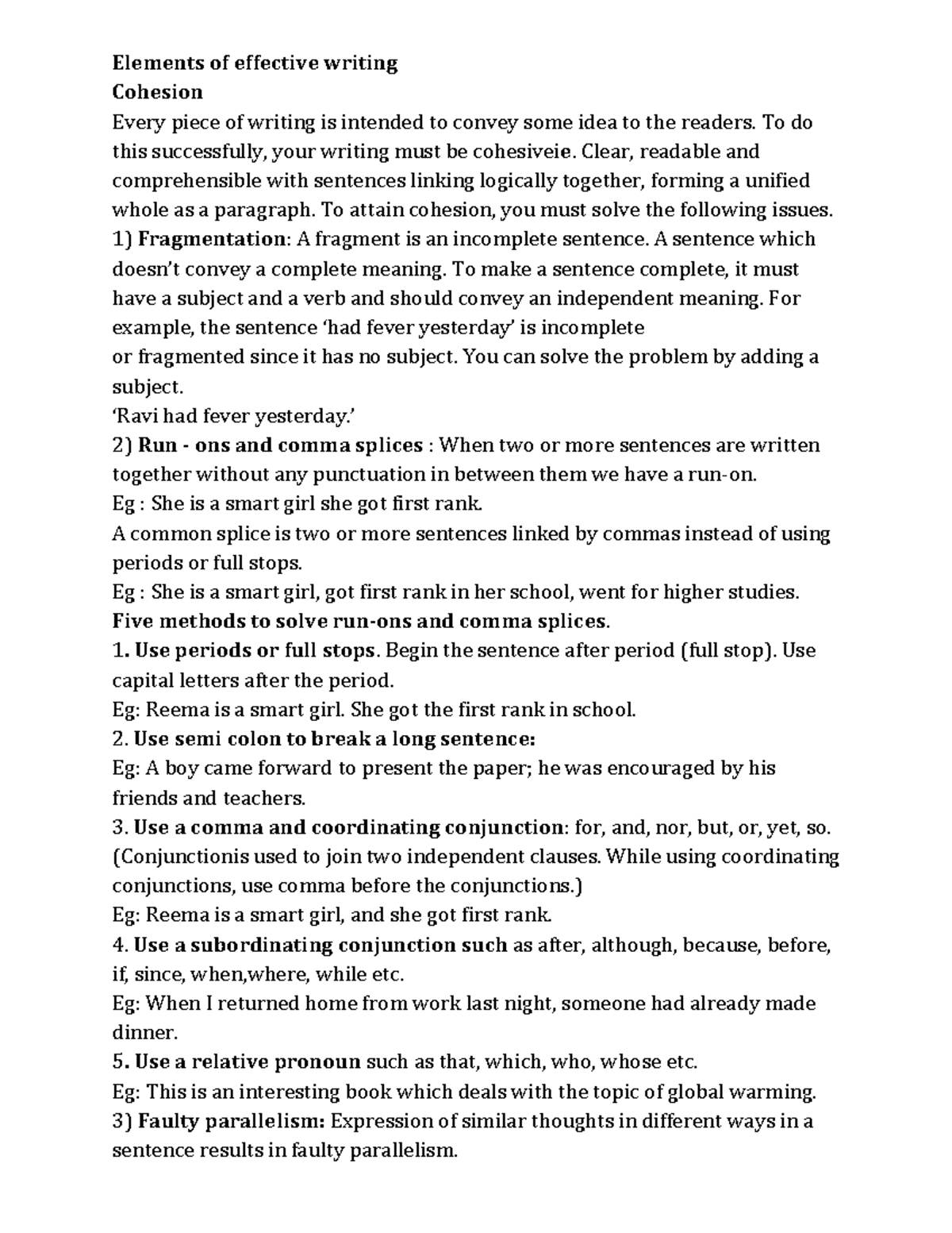 Elements of Effective Writing: Techniques for Cohesion and Clarity ...