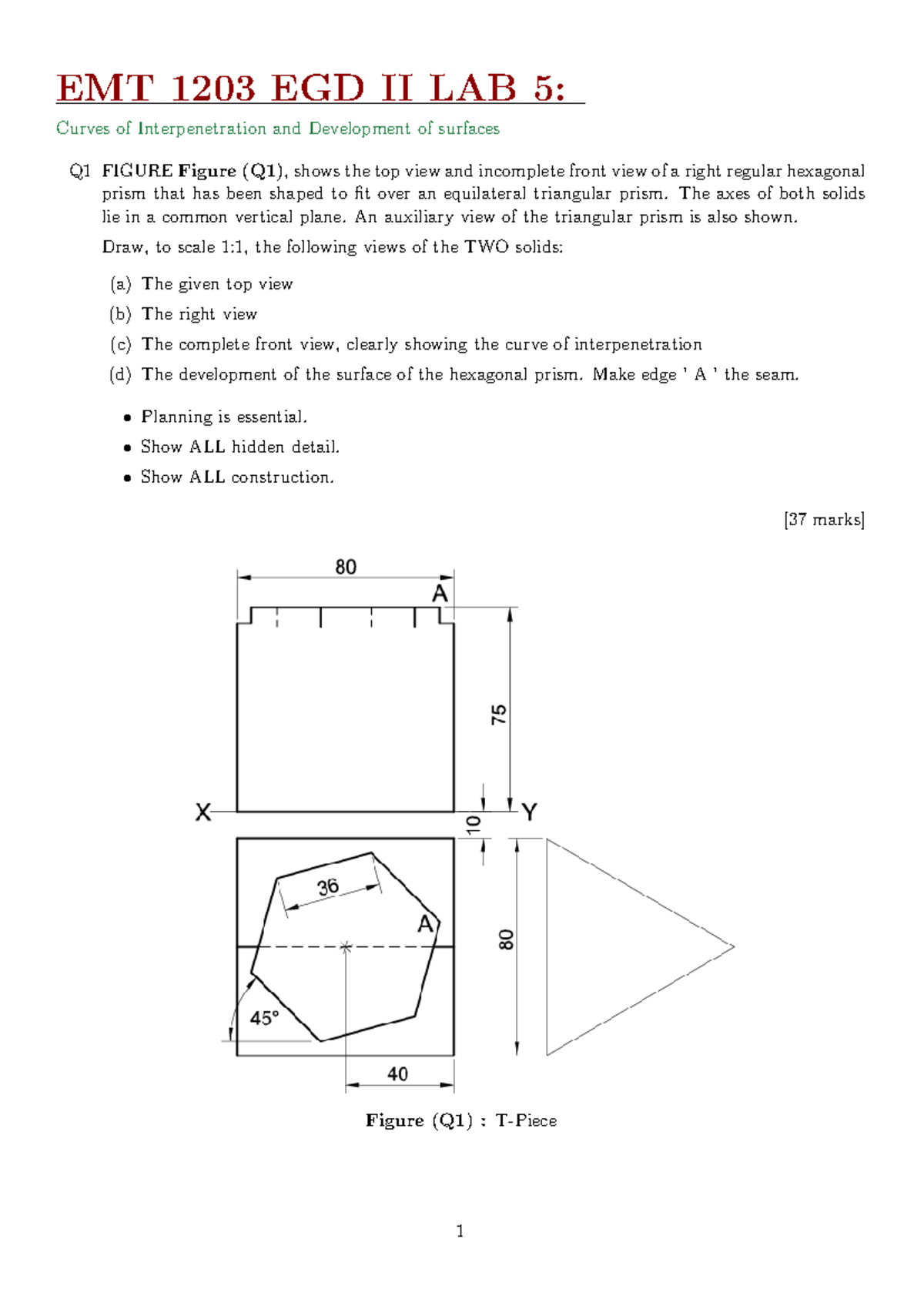 EMT 1203 EGD II LAB 5: Curves of Interpenetration & Surface Development ...