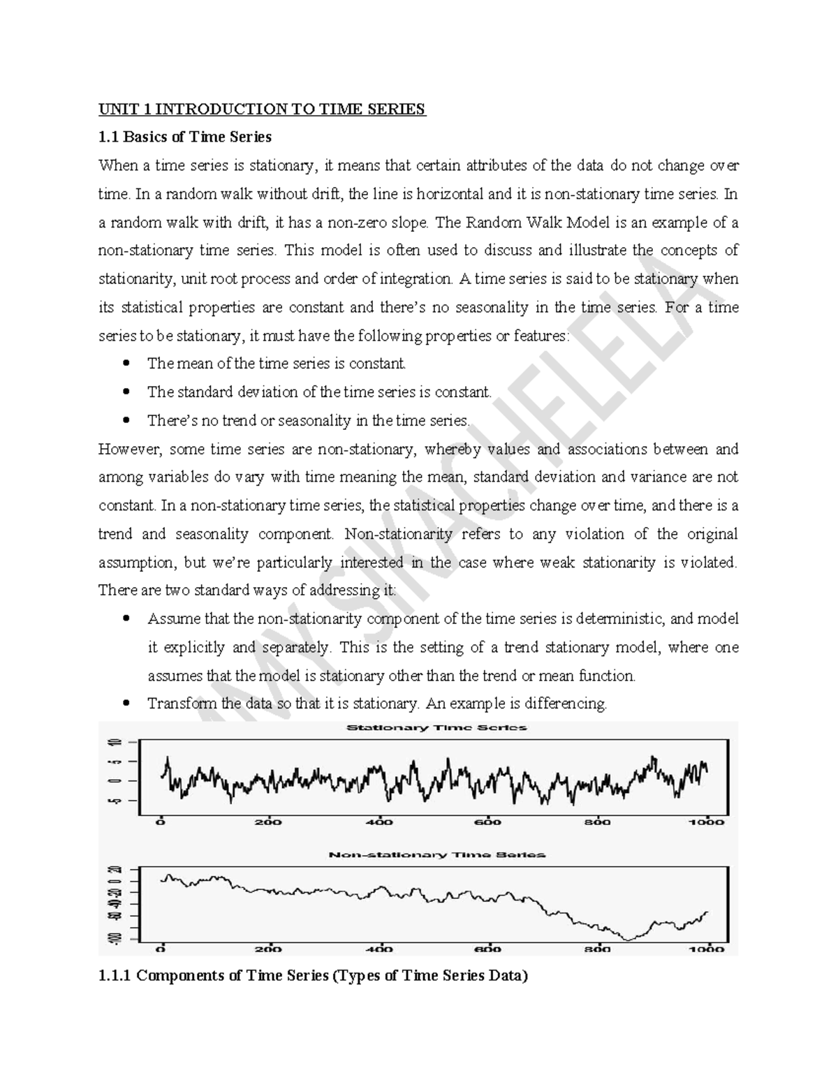 Time Series Analysis: Concepts and Models (Course Code: TS101) - Studocu