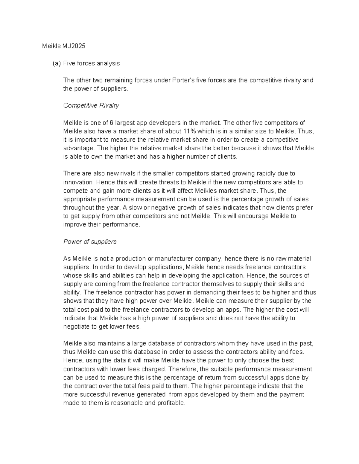 APM - Meikle MJ2025: Five Forces Analysis & Supplier Power Insights ...