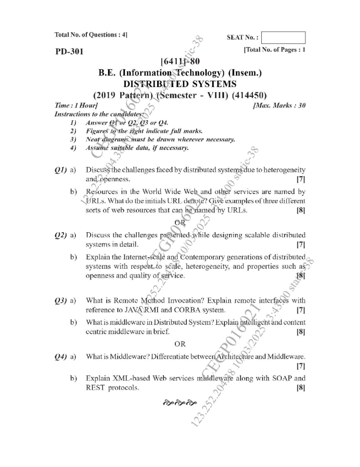 Insem 414450 - Distributed Systems Exam Questions & Guidelines - Studocu