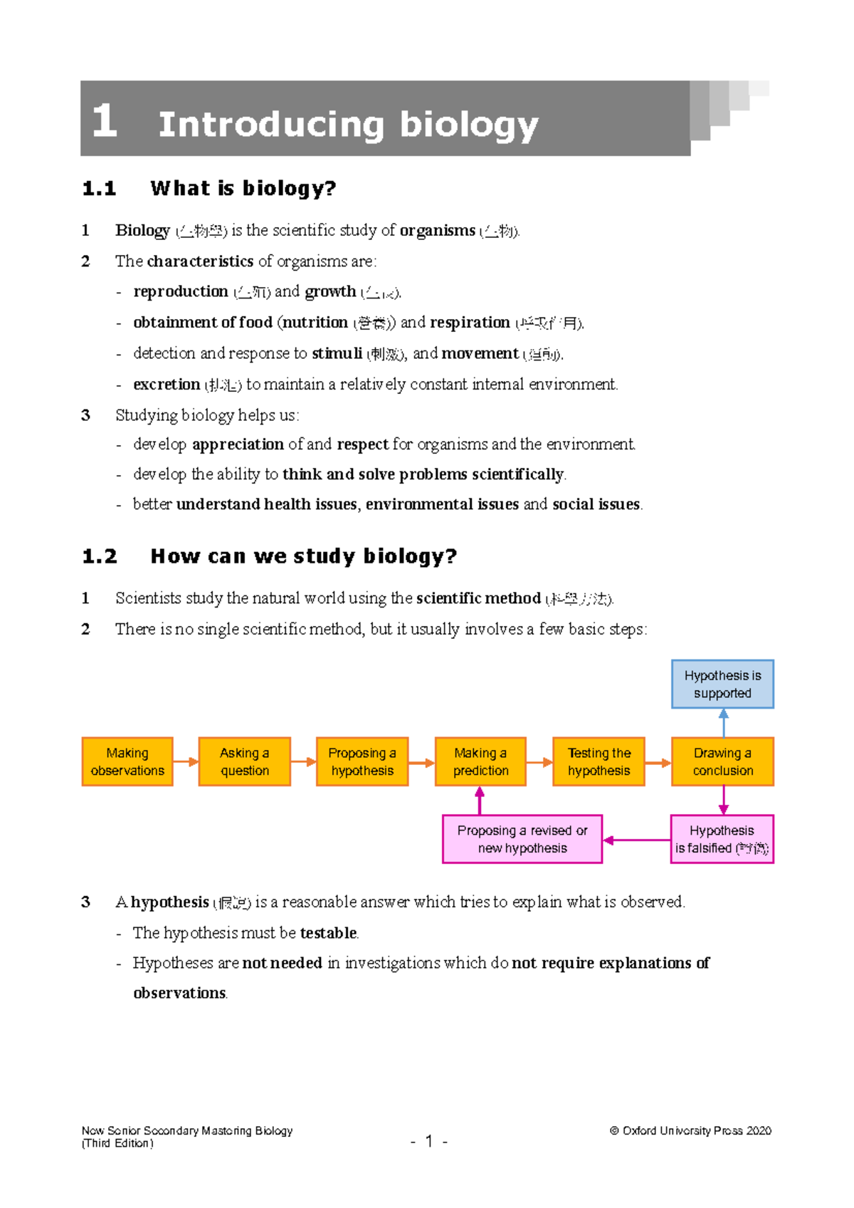 Bio Ch.1 Summary Notes - Introducing Biology - New Senior Secondary ...