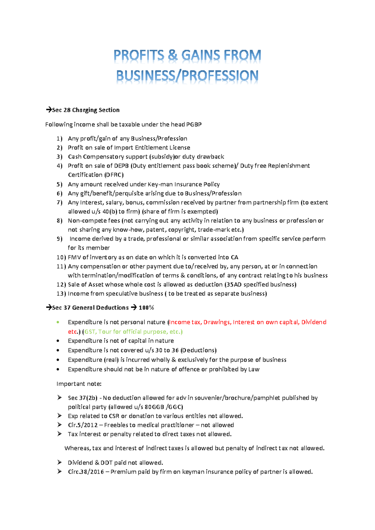 7 PGBP - Taxation of Profits and Gains from Business and Profession ...