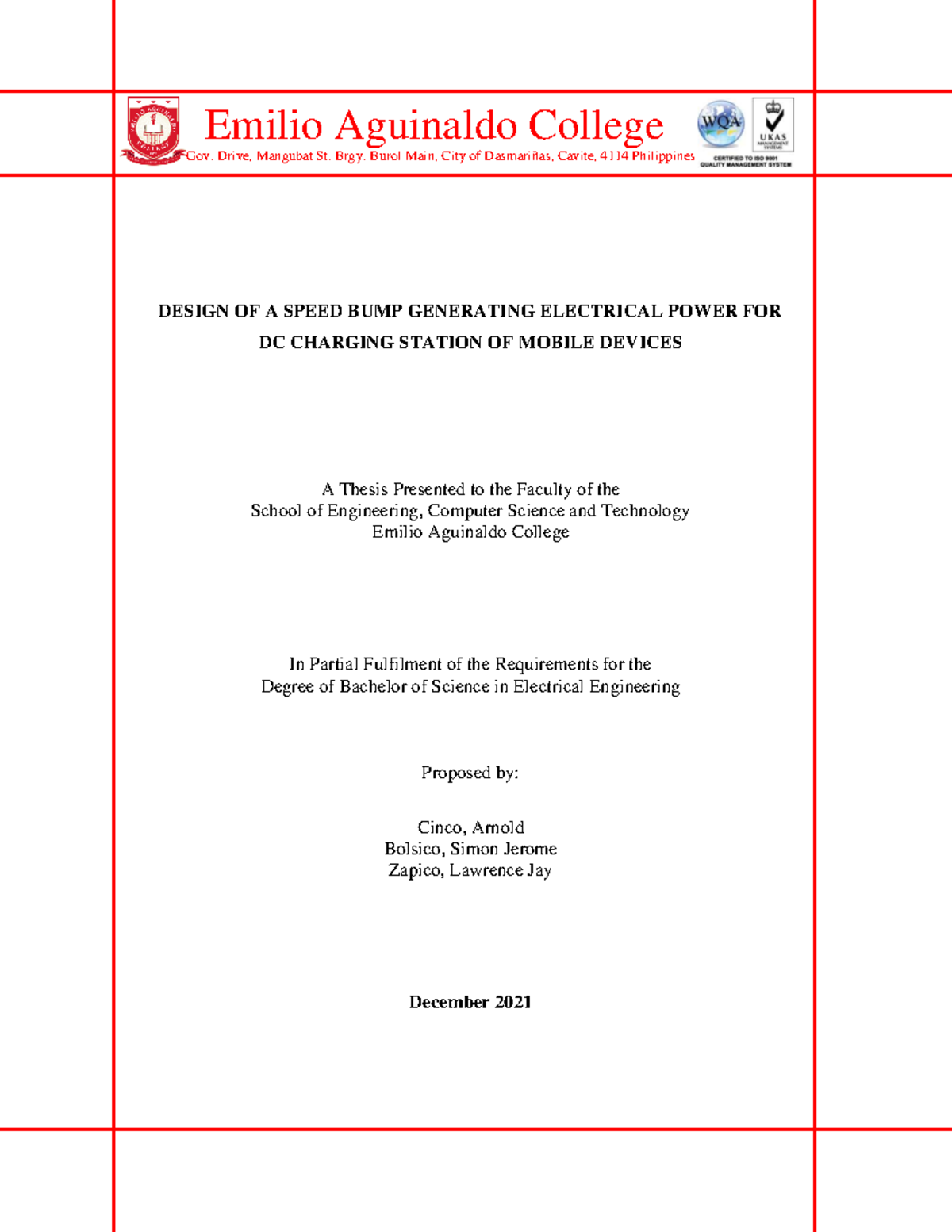 Thesis Manuscript: Design of Speed Bump for Power Generation in DC ...