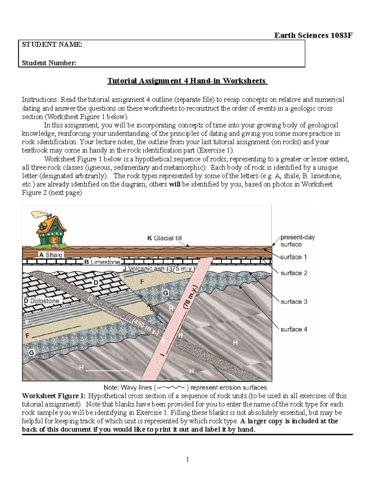 ES1083F Tutorial 4 Worksheet: Geological Dating & Rock Identification ...