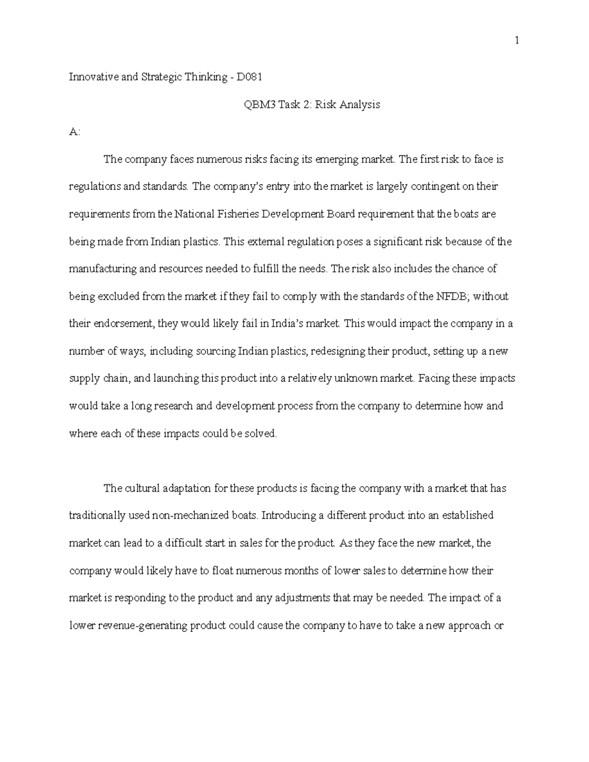 QBM3 Task 2: Comprehensive Risk Analysis in Indian Fishing Market - Studocu