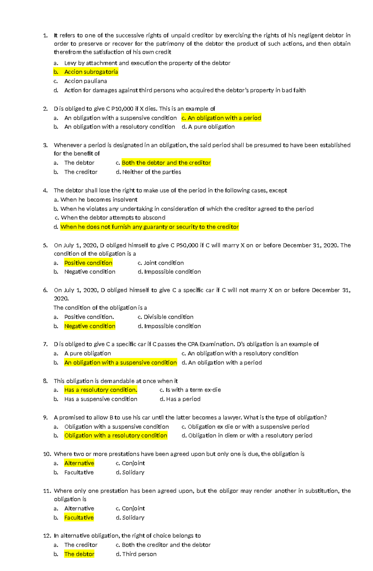 Oblicon 1 Reviewer: Key Concepts on Obligations and Contracts - Studocu