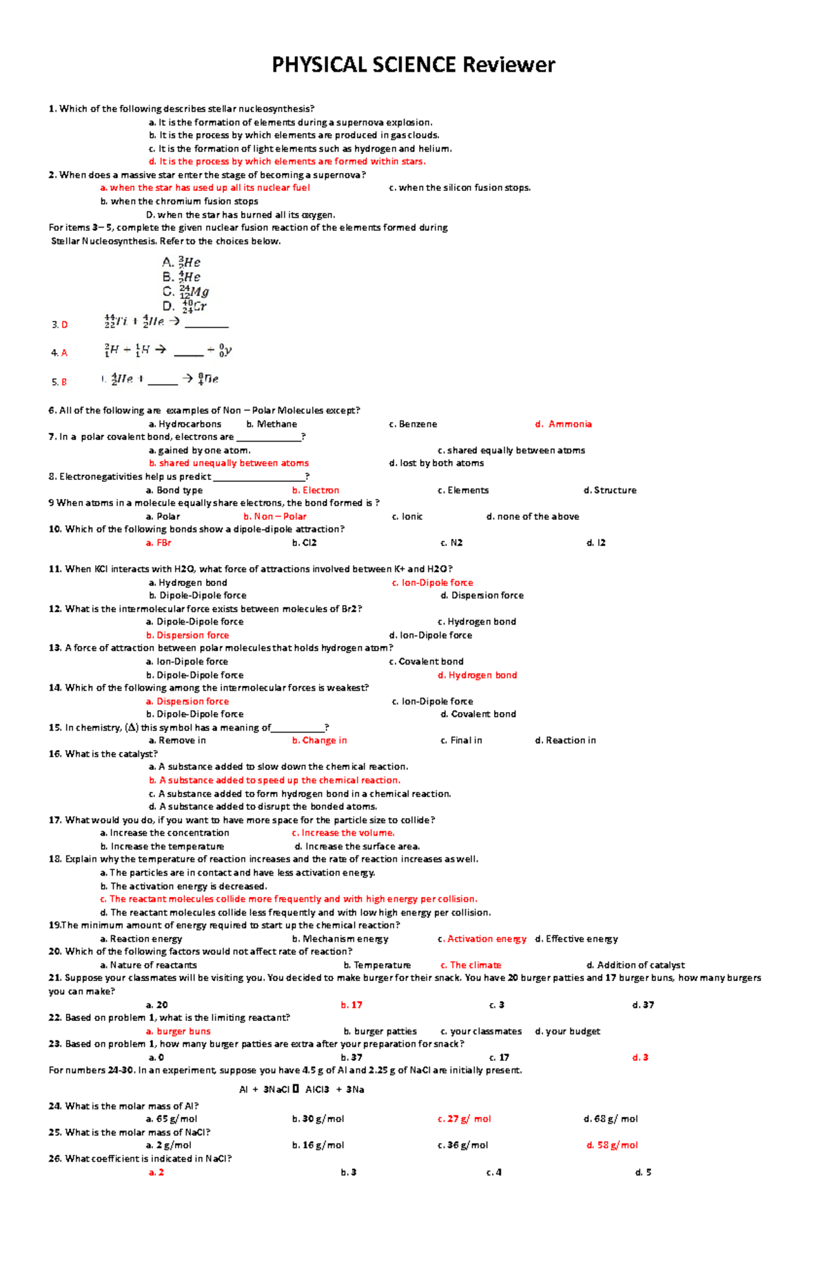 Physical- Science-Reviewer - PHYSICAL SCIENCE Reviewer Which of the ...