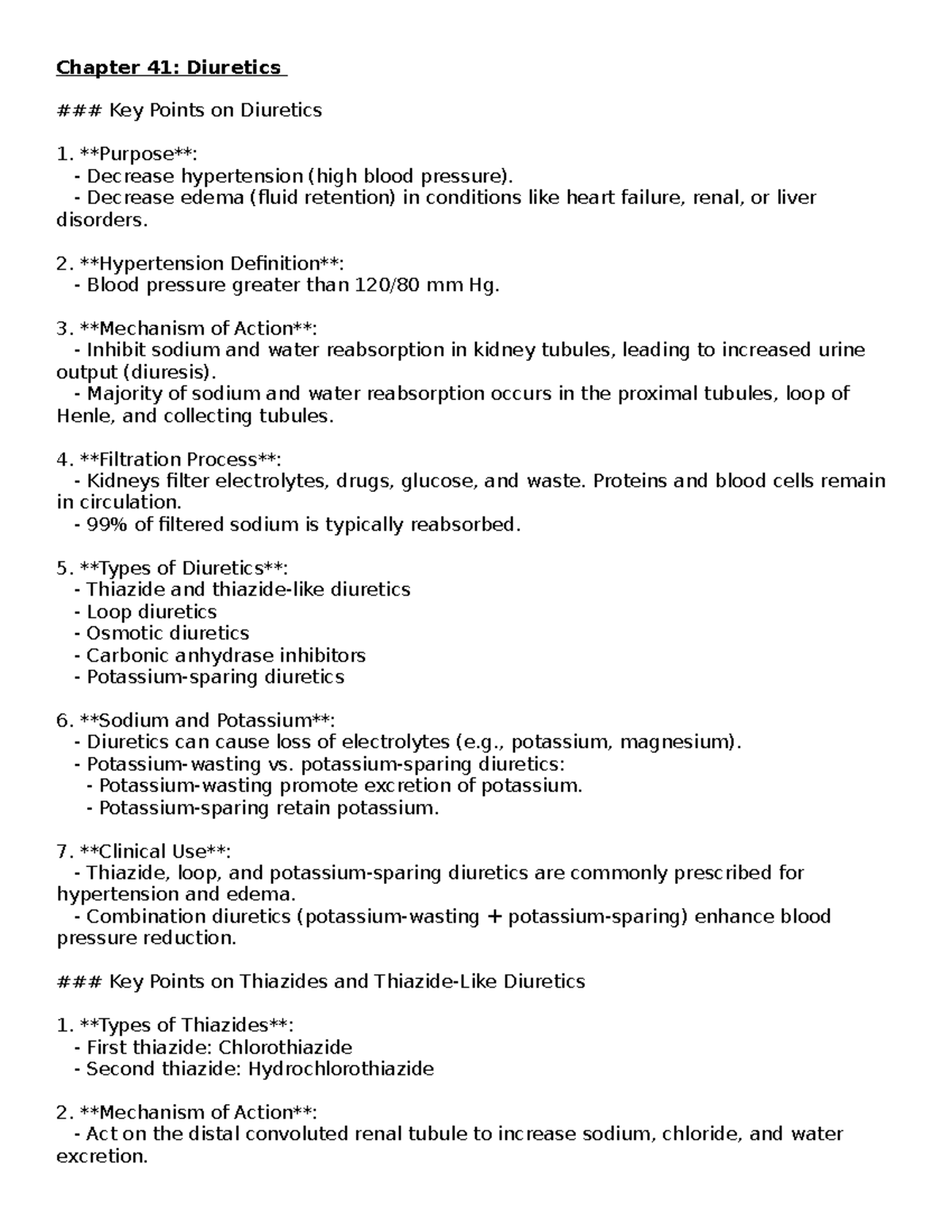 Comprehensive Overview of Diuretics for HTN & Fluid Management (PHAR ...