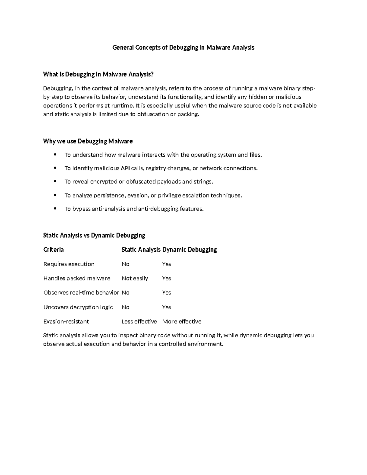 Unit 3 B: Debugging Techniques in Malware Analysis - Studocu