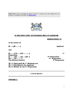 Attoney general vs unity dow case - ATTORNEY-GENERAL v. DOW 1992 BLR ...