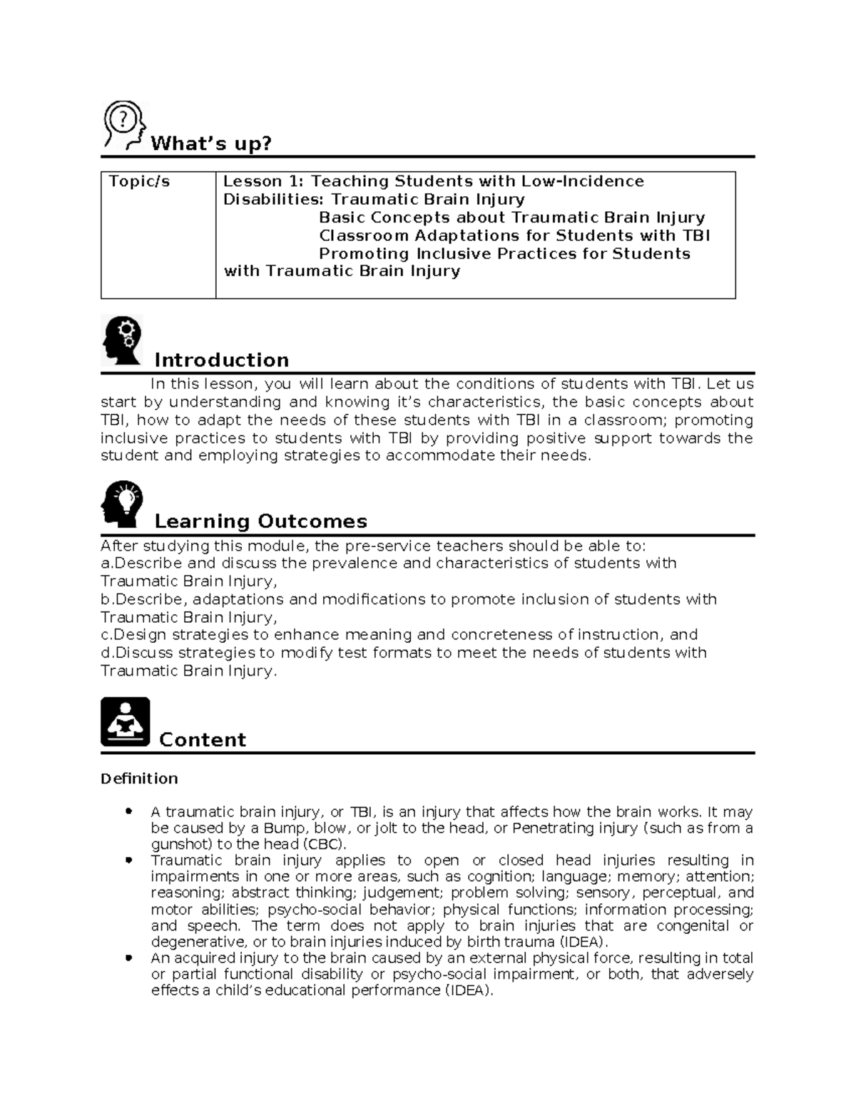 SNED-3: Teaching Strategies for Students with Traumatic Brain Injury ...