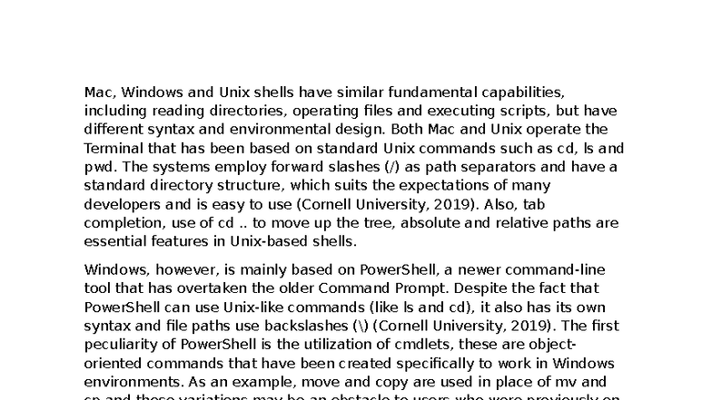 DB6 - Discussion on Shells: Mac, Windows, and Unix Comparisons - Studocu