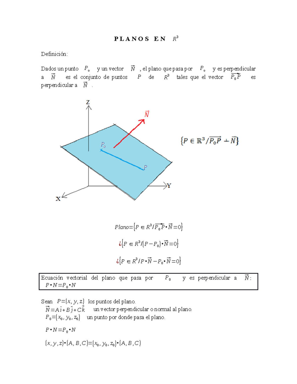 Planos en R^3 y sus caracteristicas principales - Cálculo vectorial ...