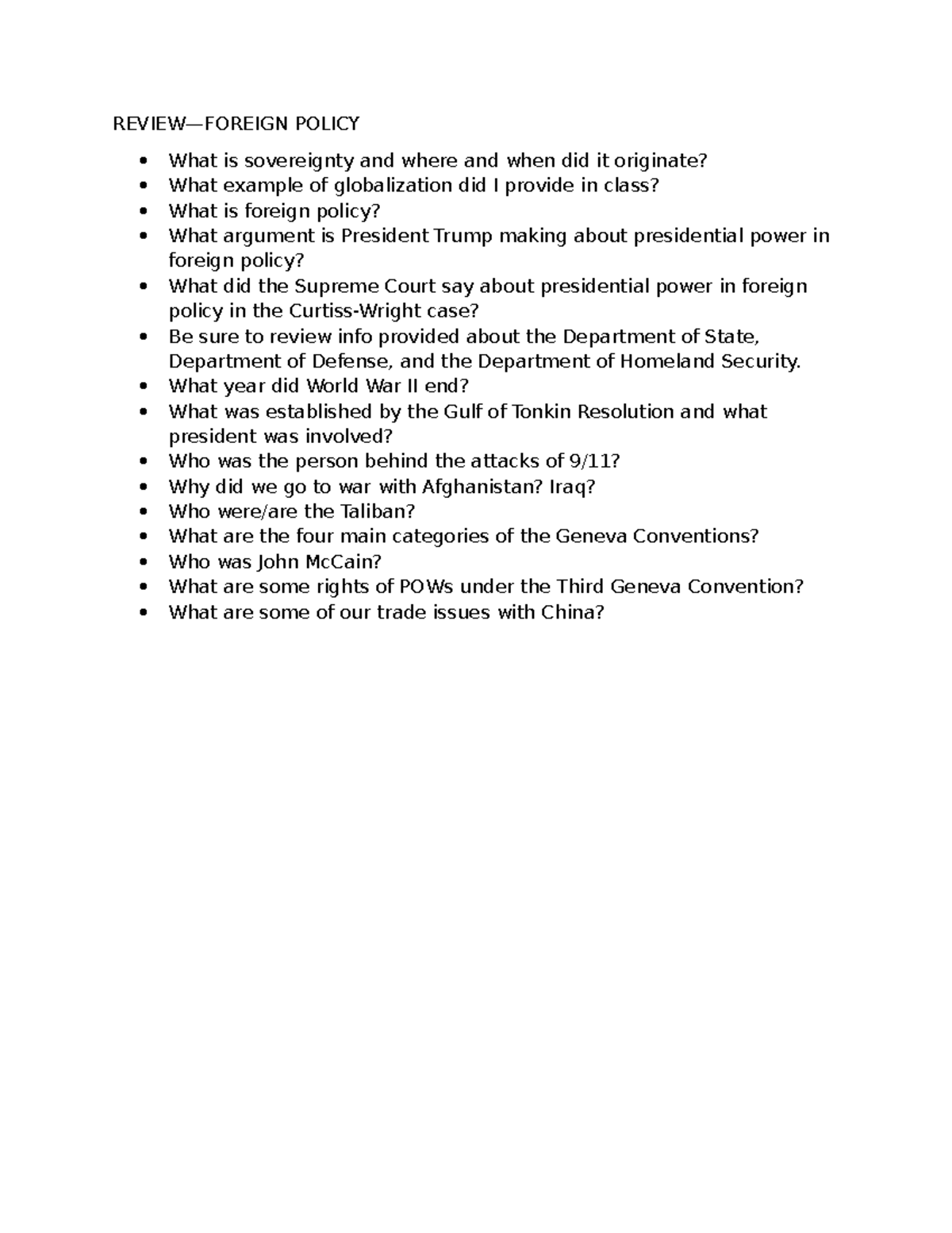 POL 101: Foreign Policy Review Study Guide and Key Concepts - Studocu