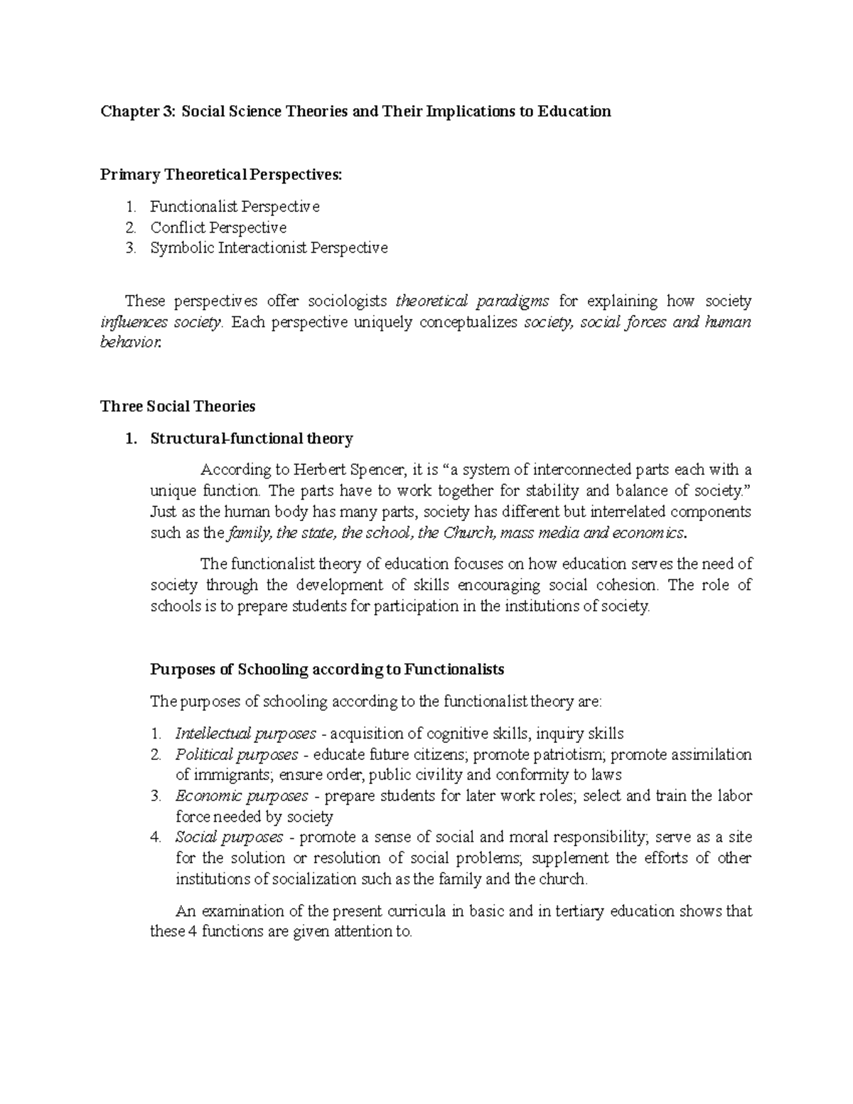 Chapter 3: Theories in Social Science and Their Educational Impact ...