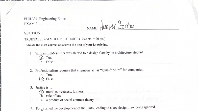 NJIT PHIL334: Engineering Ethics Exam 2 - Comprehensive Review - Studocu