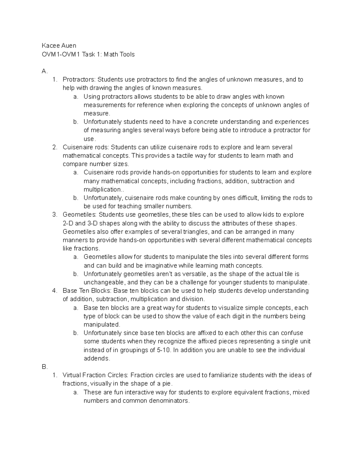 Math Lesson PLan.docx (1) - Kacee Auen OVM1-OVM1 Task 1: Math Tools A. 1. Protractors: Students ...