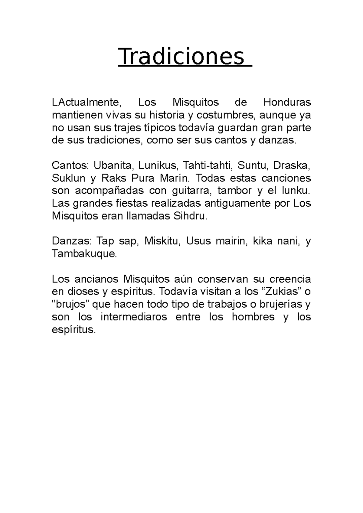 Antropología General: Tradiciones y Comidas Típicas de los Misquitos ...