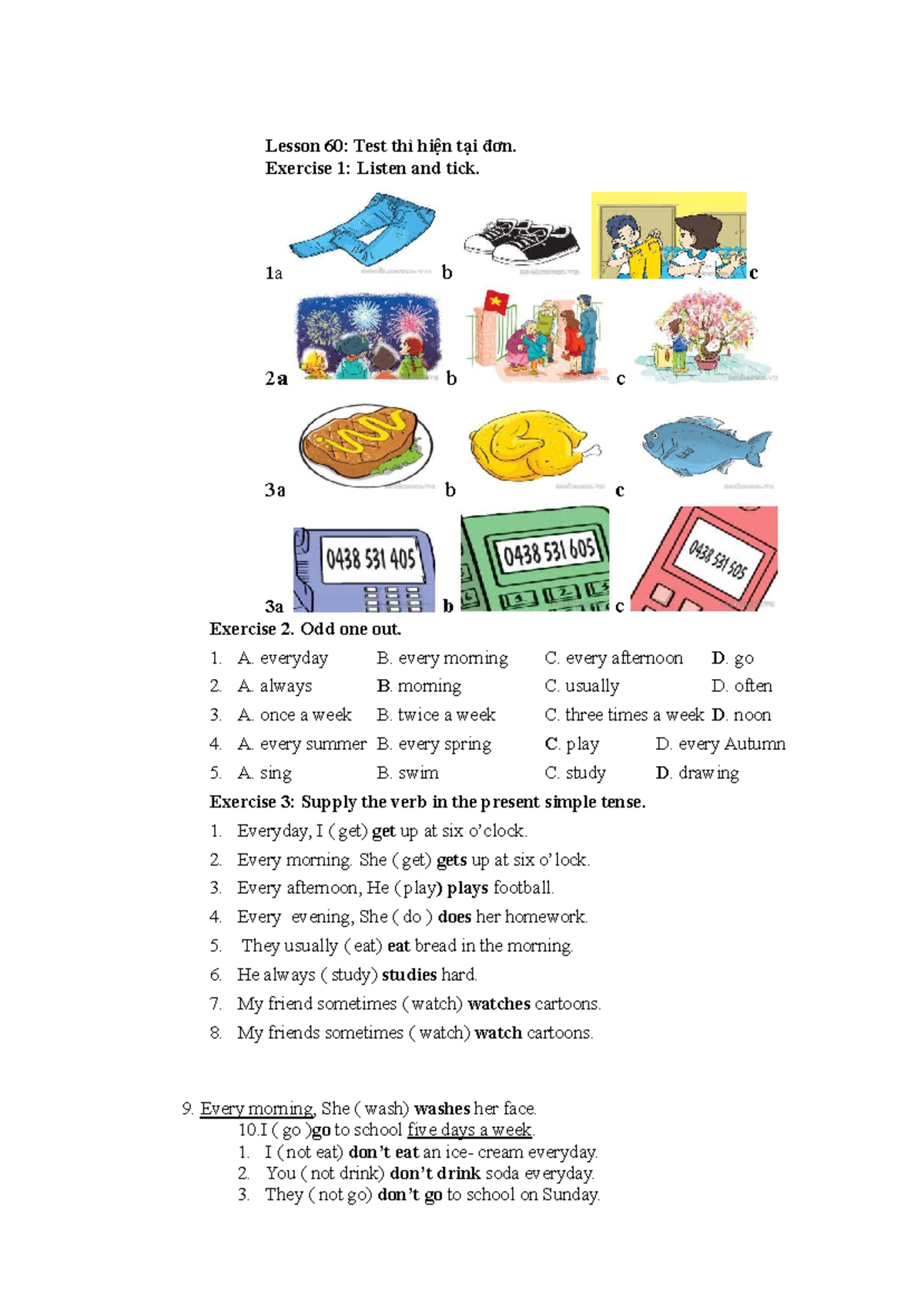 Lesson 60: Present Simple Tense Test and Exercises - Studocu