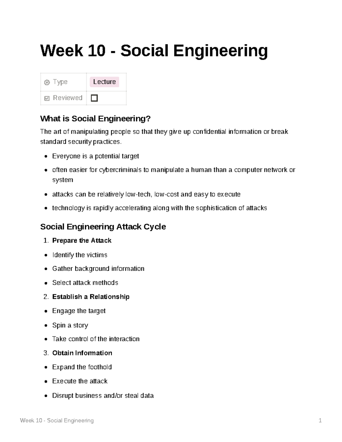 ITIS 101 Week 10 Lecture Notes: Understanding Social Engineering ...