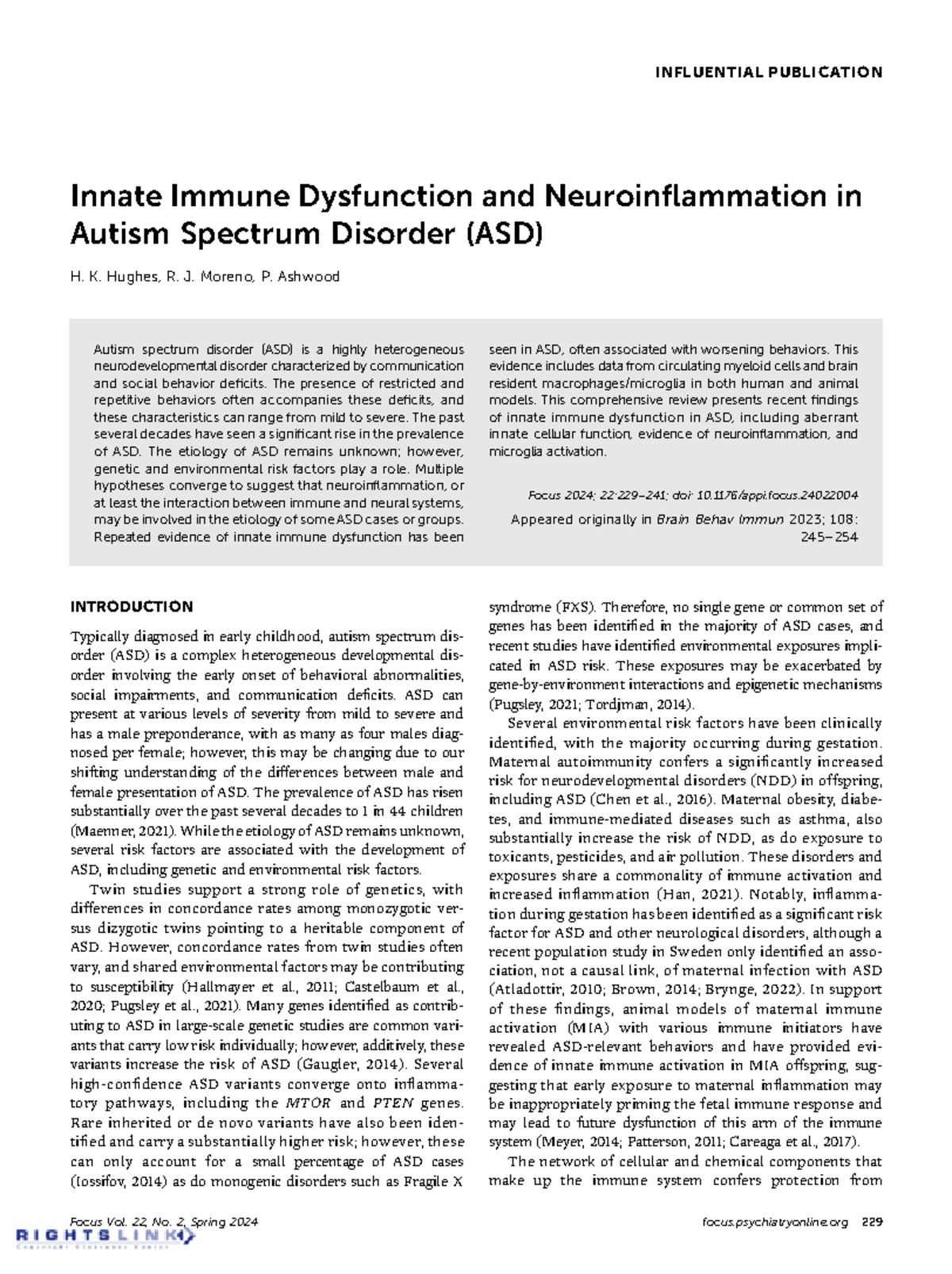 Hughes et al. 2024: Innate Immune Dysfunction & Neuroinflammation in ...