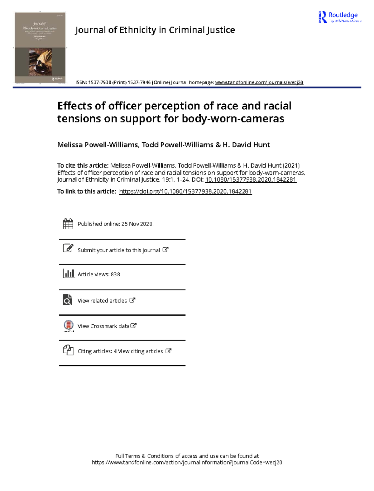 Effects of Racial Perception on BWC Support in Law Enforcement - Studocu