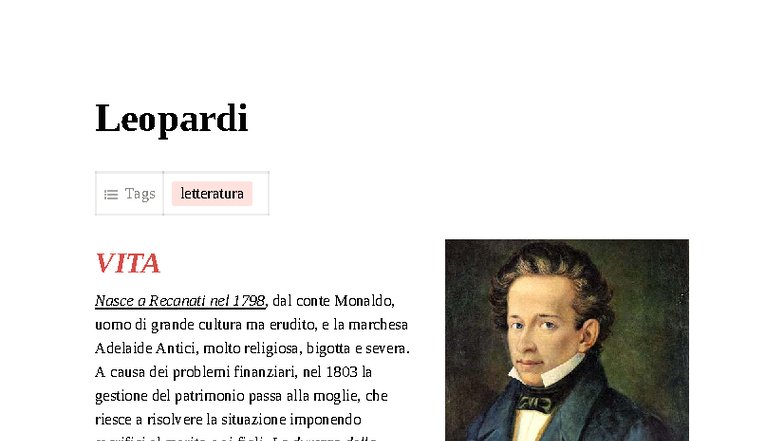 Leopardi: Appunti di Letteratura e Filosofia (Corso di Letteratura ...