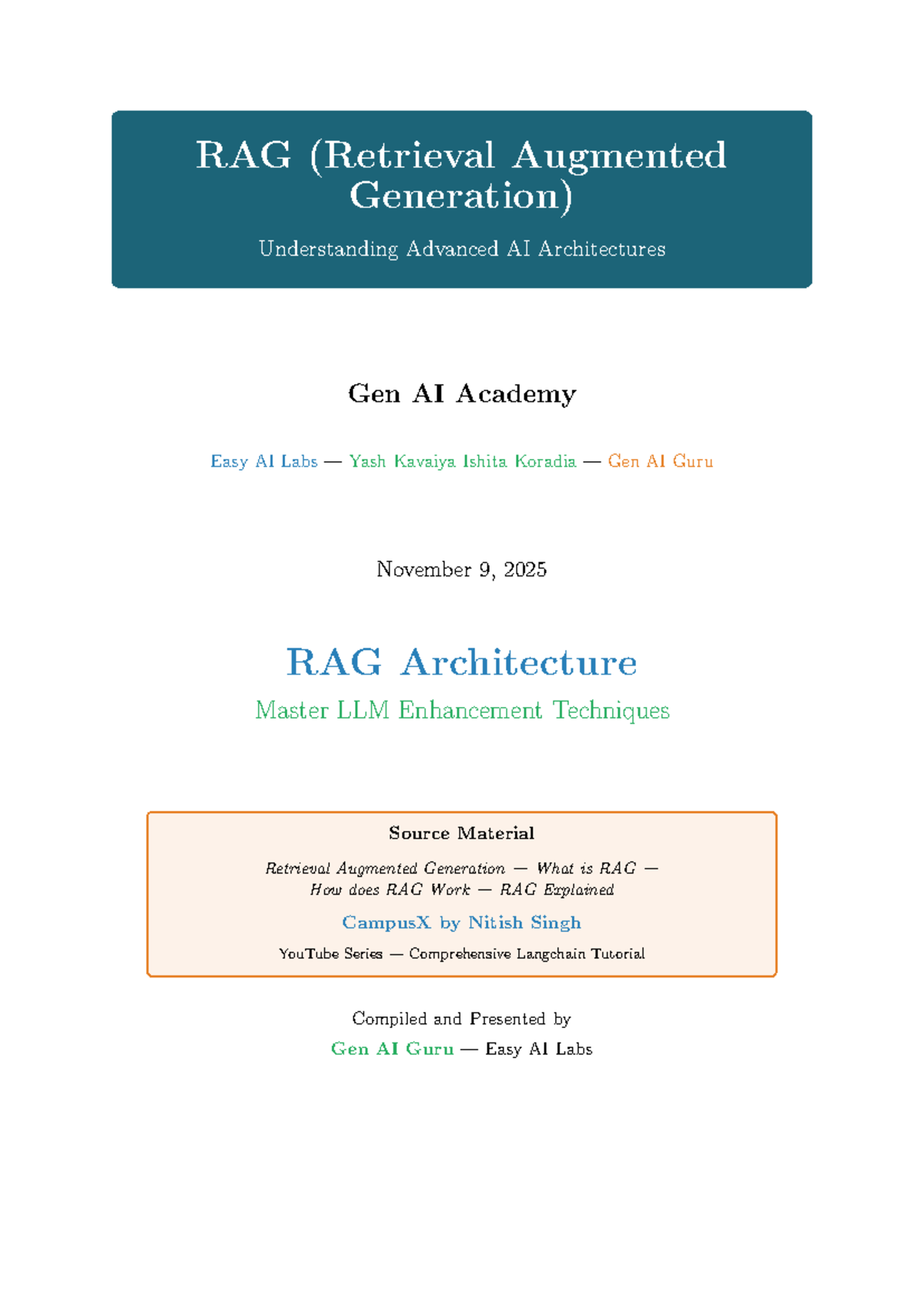 RAG (Retrieval Augmented Generation) Overview and Techniques - Gen AI ...