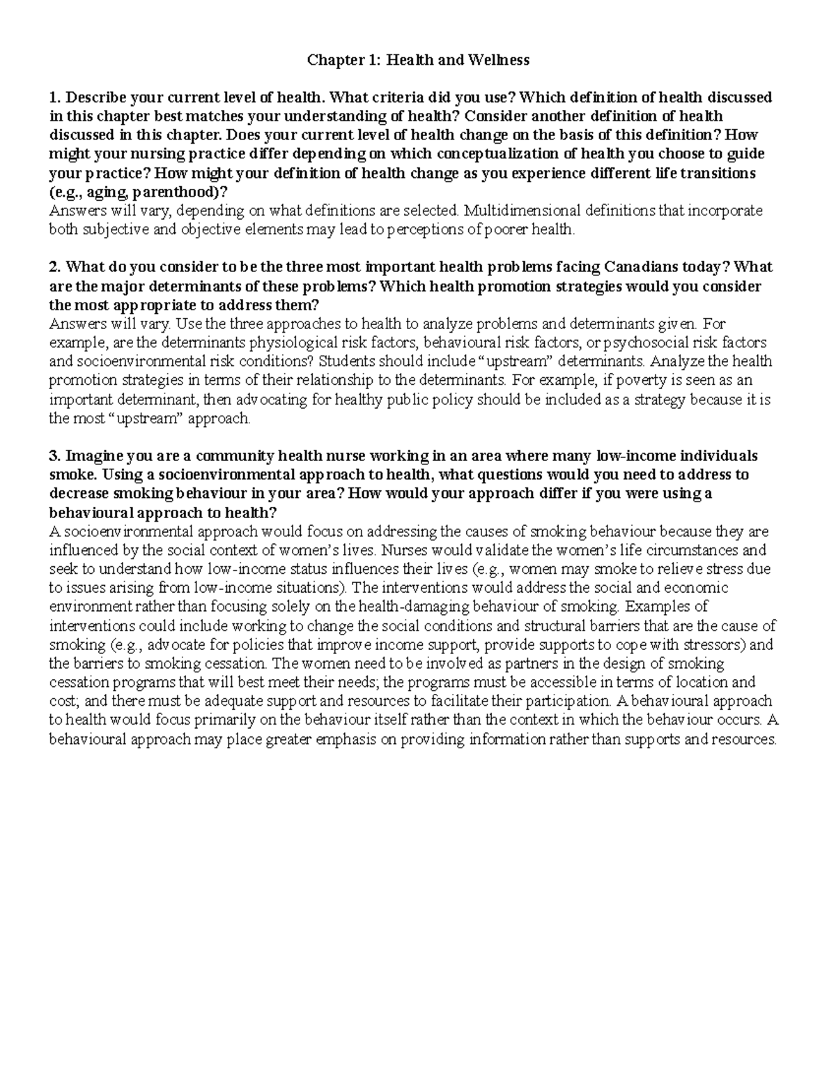 Chapter 1: Health and Wellness - Key Concepts and Community Nursing ...