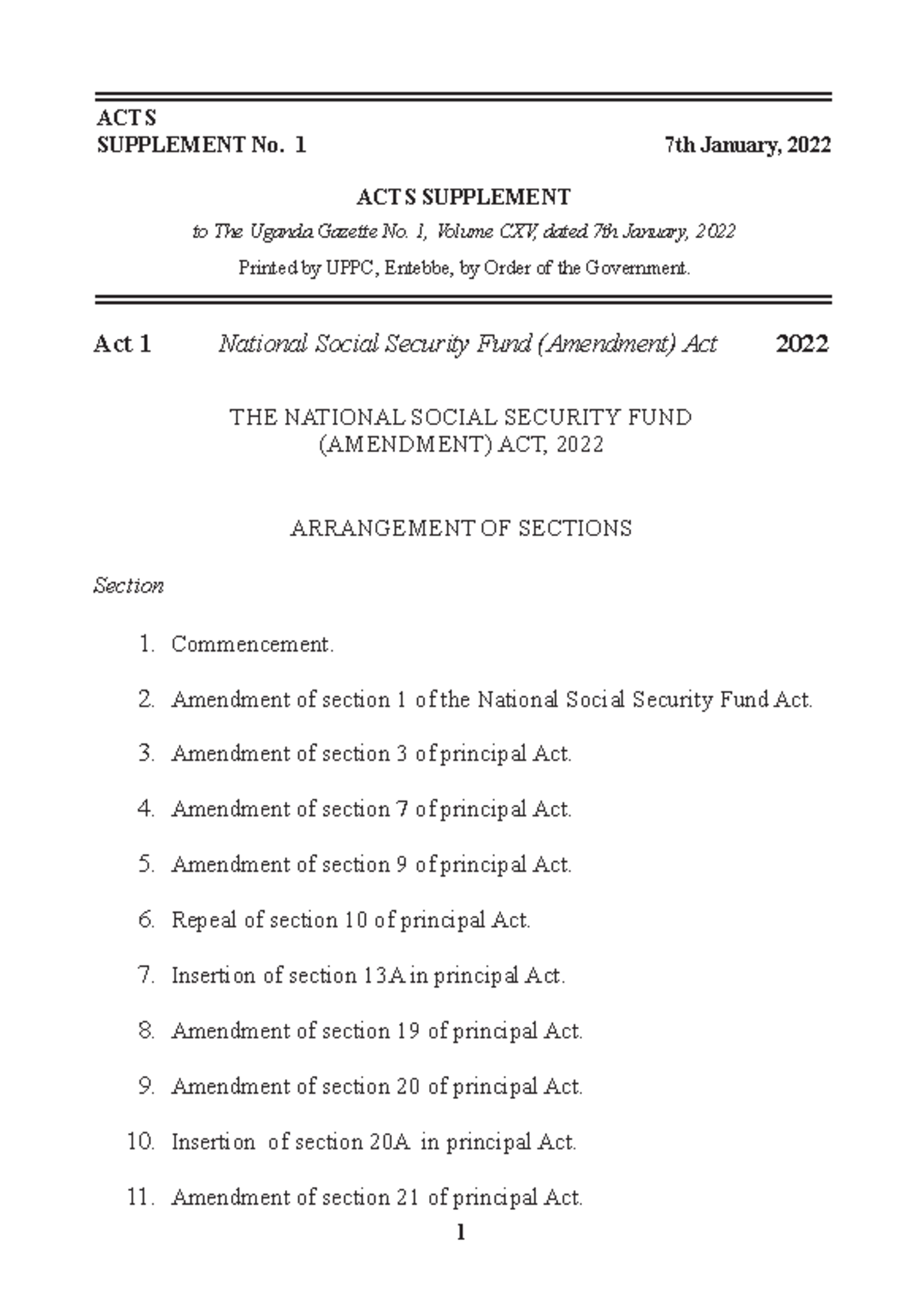 National Social Security Fund (Amendment) Act 2022 Summary - Studocu