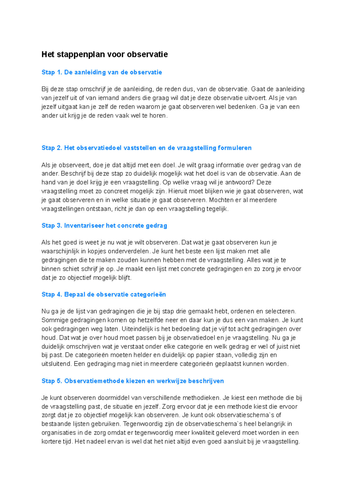 Observatieplan en Stappen voor Effectieve Observatie in het Onderwijs ...